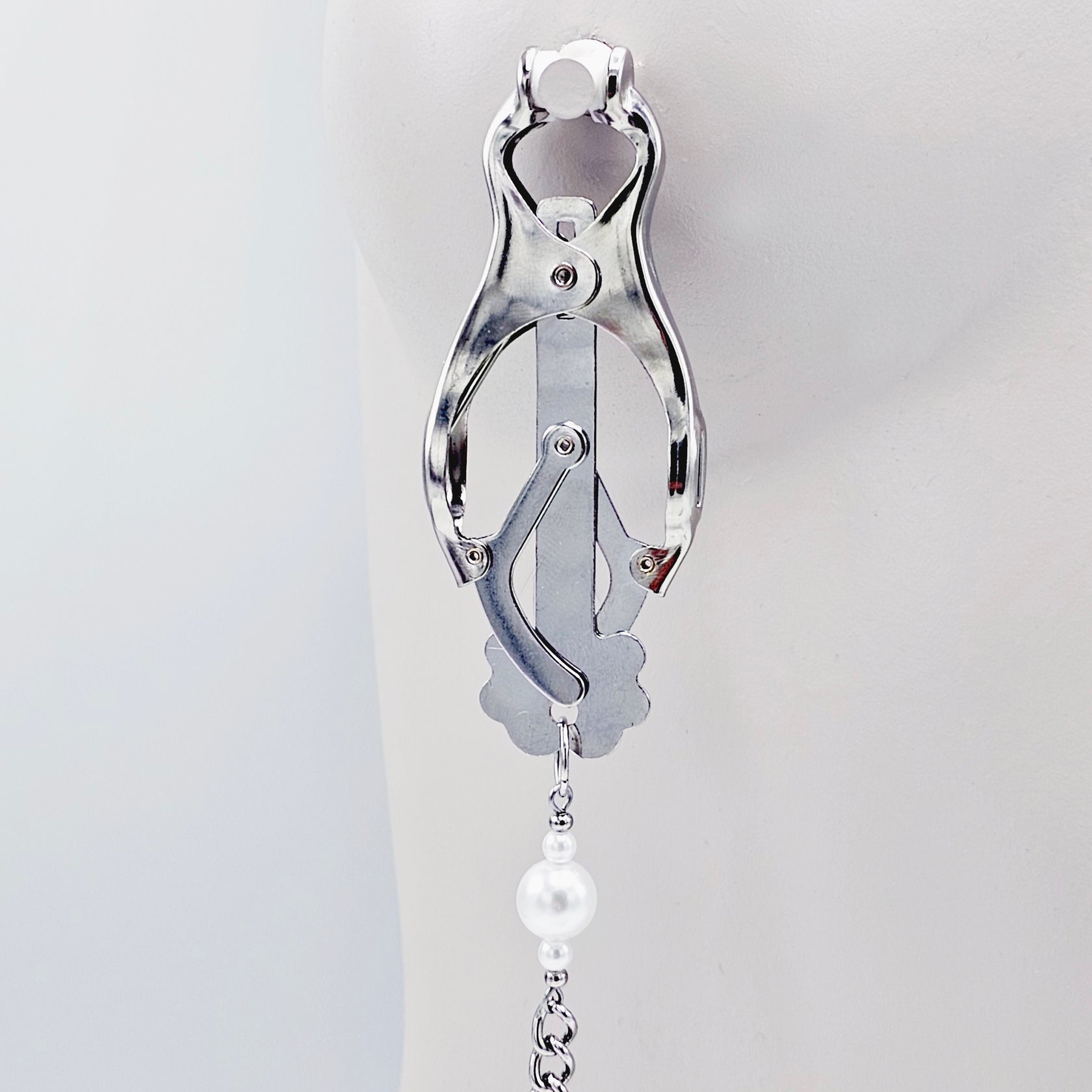 Chain Attached Nipple and Labia Clover Clamps with Pearls. Choose Gold ...