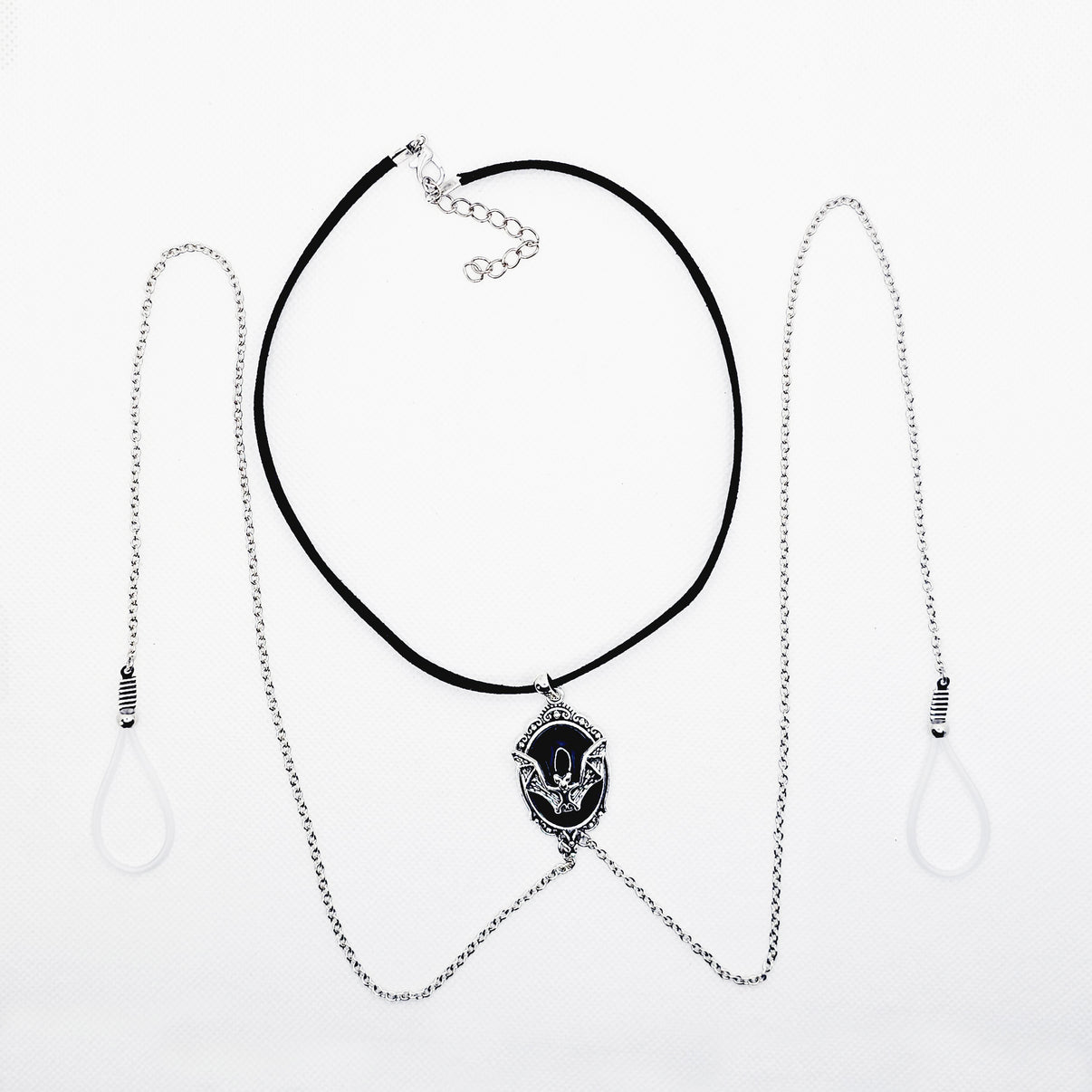 Nipple Noose Choker with Gothic Bat. Red or Black. Non Piercing Nipple ...
