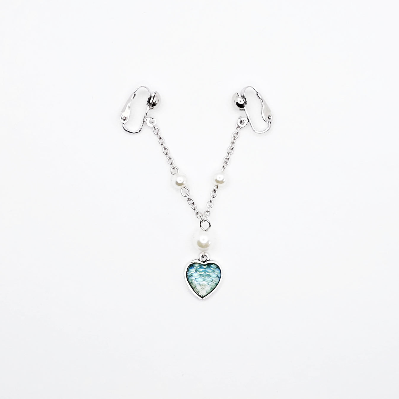 Labia Jewelry Chain with Pearls, Mermaid Scale Heart, and Non Piercing ...