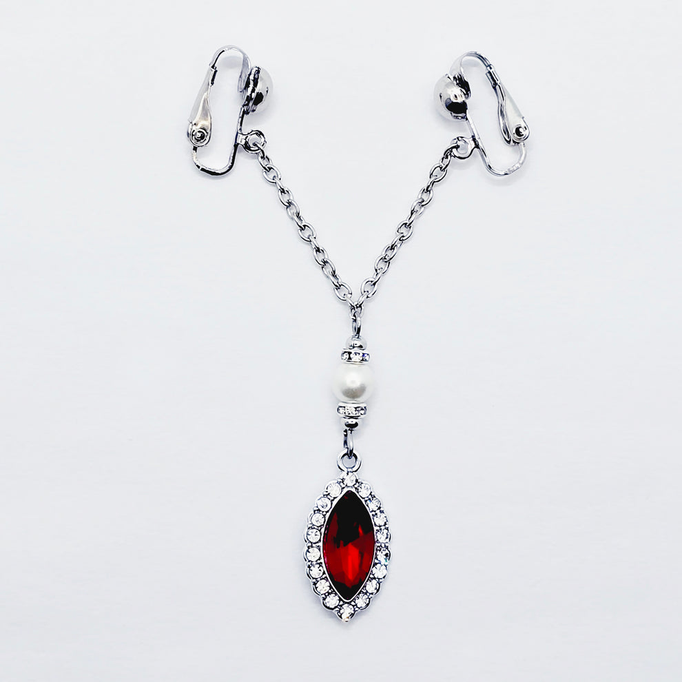 Labia Clip Chain Dangle with Elegant Pearl and Gems. Non Piercing Geni ...