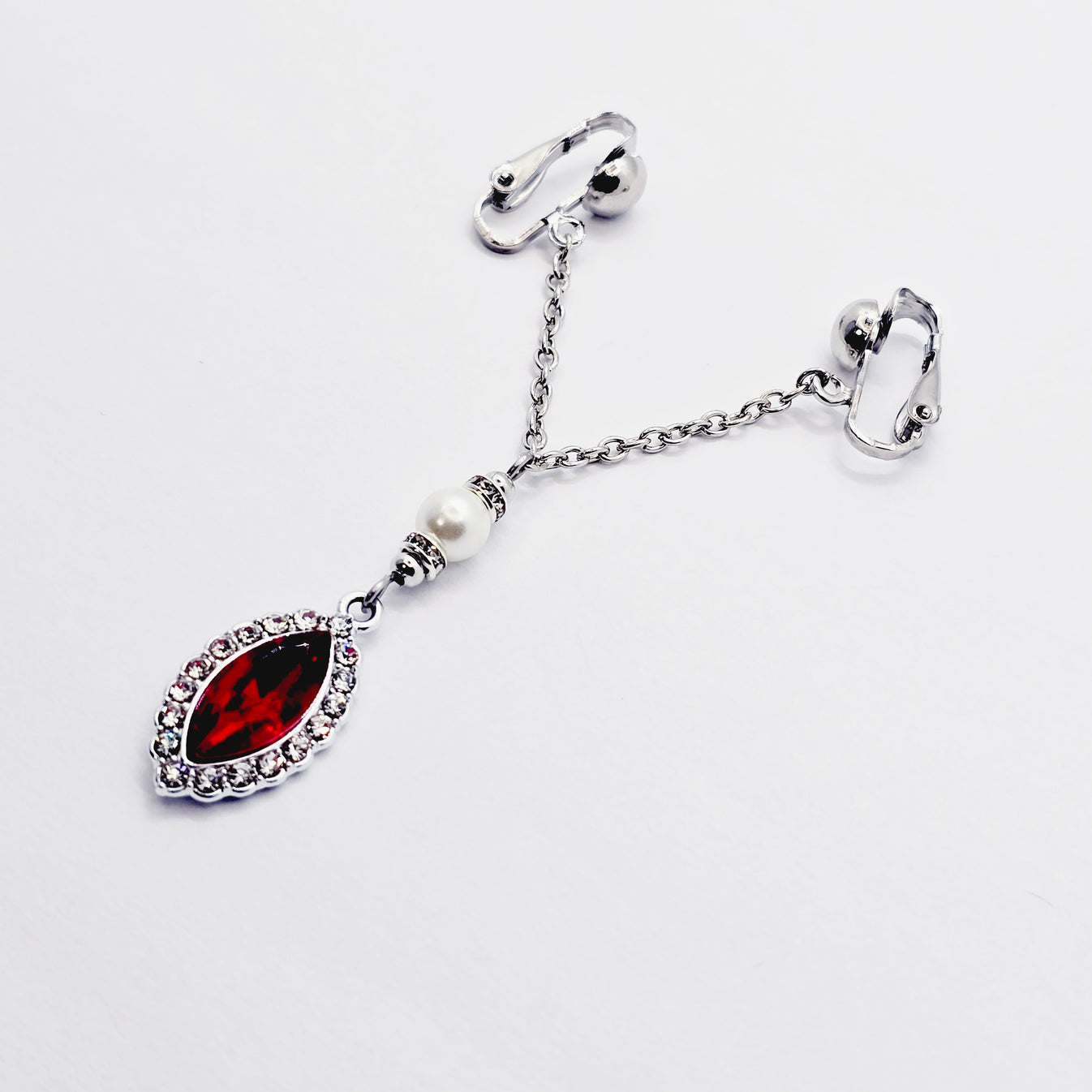 Labia Clip Chain Dangle with Elegant Pearl and Gems. Non Piercing Geni ...