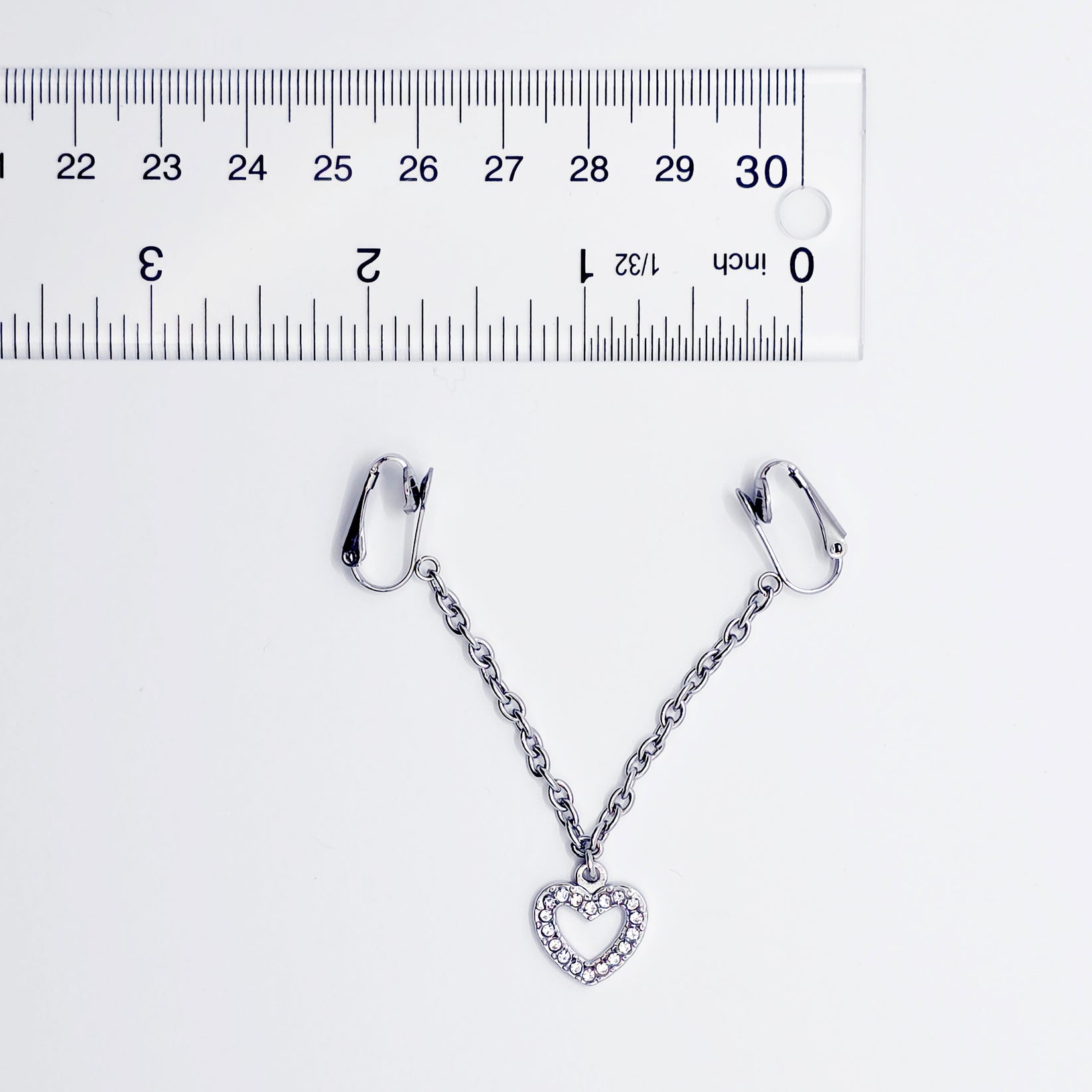 Labia Jewelry with Sparkling Heart. Stainless Steel Non Piercing Labia ...