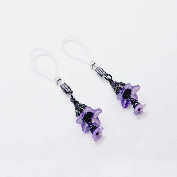 Nipple Nooses or Clamps with Flower Dangles. Your choice of Non Pierci ...