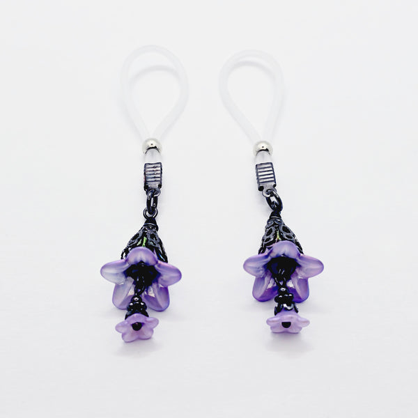 Nipple Nooses or Clamps with Flower Dangles. Your choice of Non Pierci ...