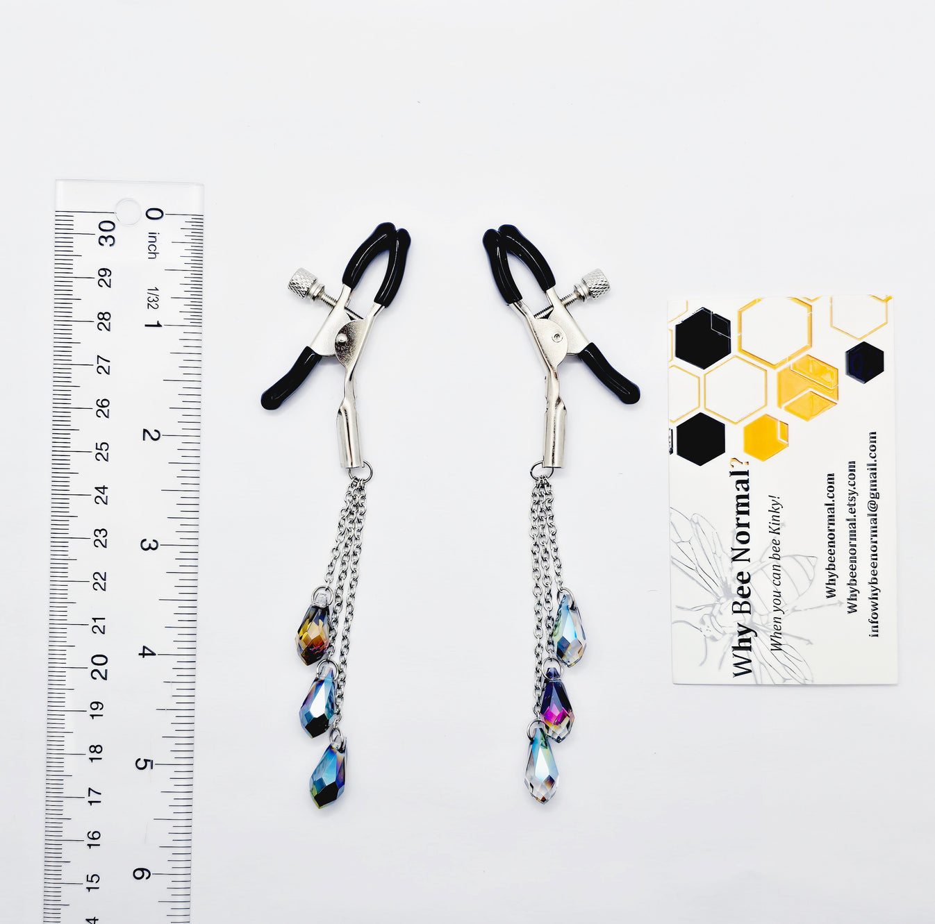 Adjustable Nipple Clamps with Cascading Crystal Chains. – Why Bee Normal