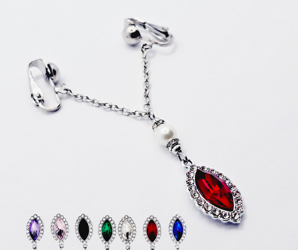 Labia Clip Chain Dangle with Elegant Pearl and Gems. Non Piercing Geni ...