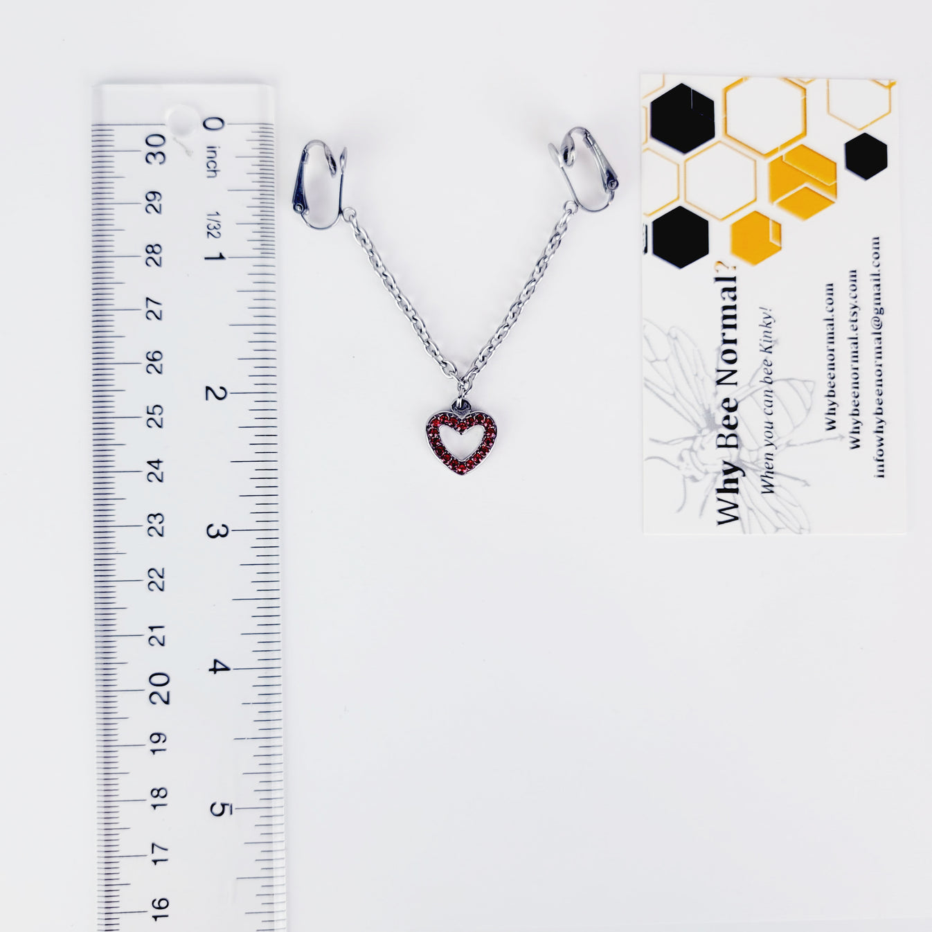 Labia Jewelry with Sparkling Heart. Stainless Steel Non Piercing Labia ...