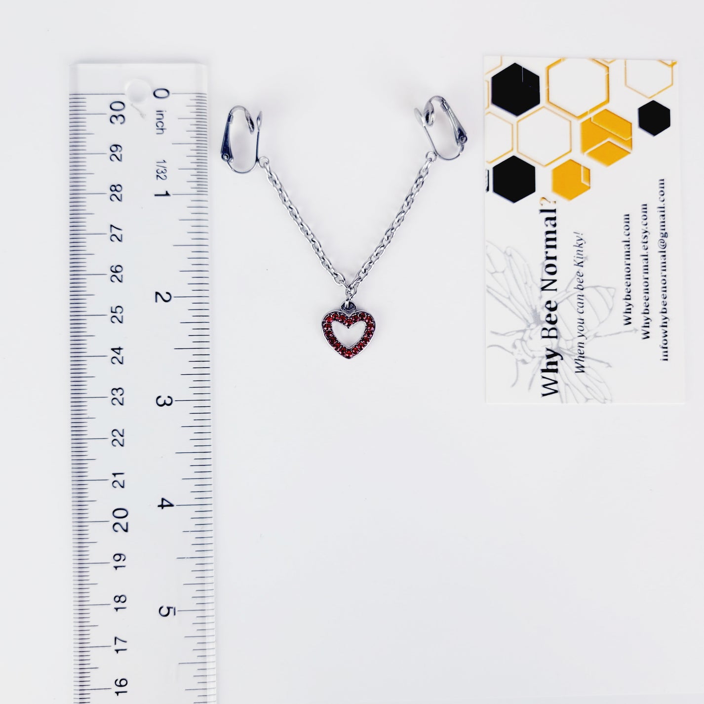 Labia Jewelry with Sparkling Heart. Stainless Steel Non Piercing Labia ...