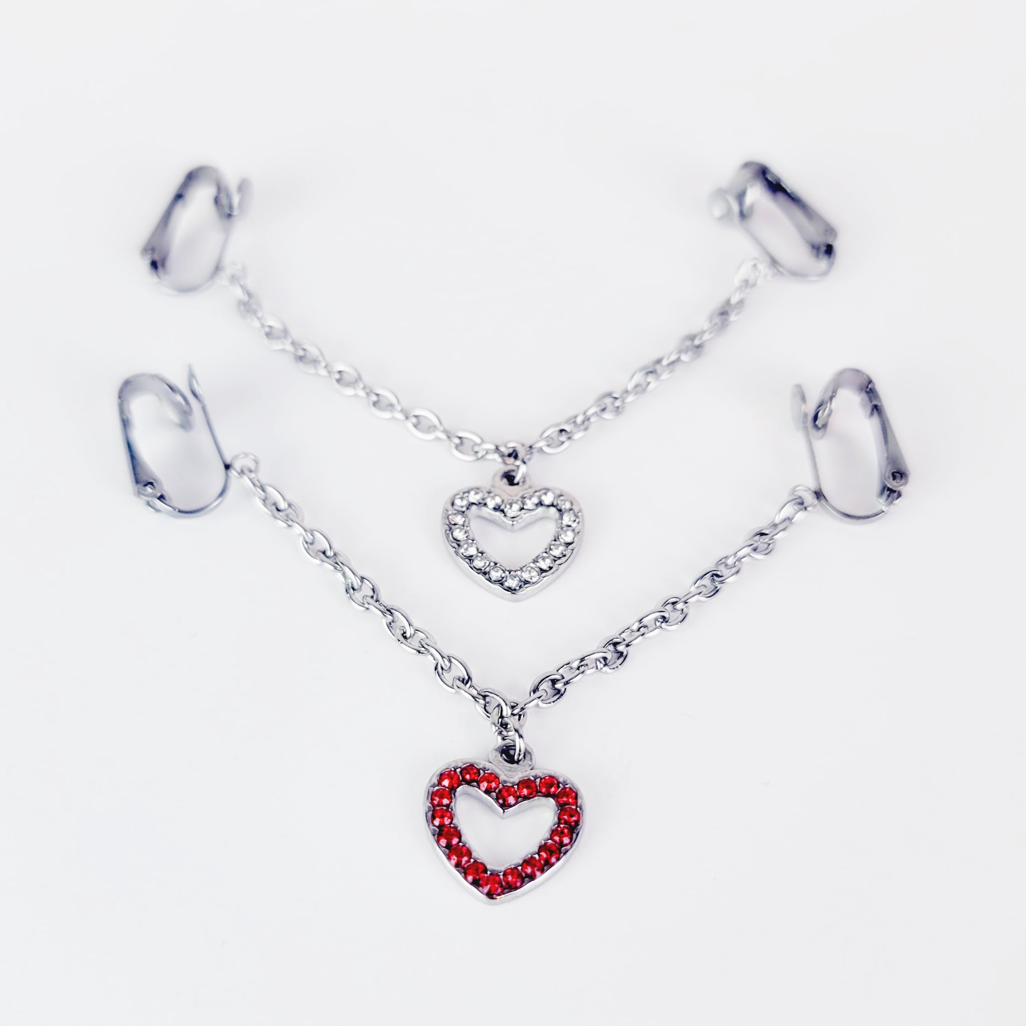 Labia Jewelry with Sparkling Heart. Stainless Steel Non Piercing Labia ...