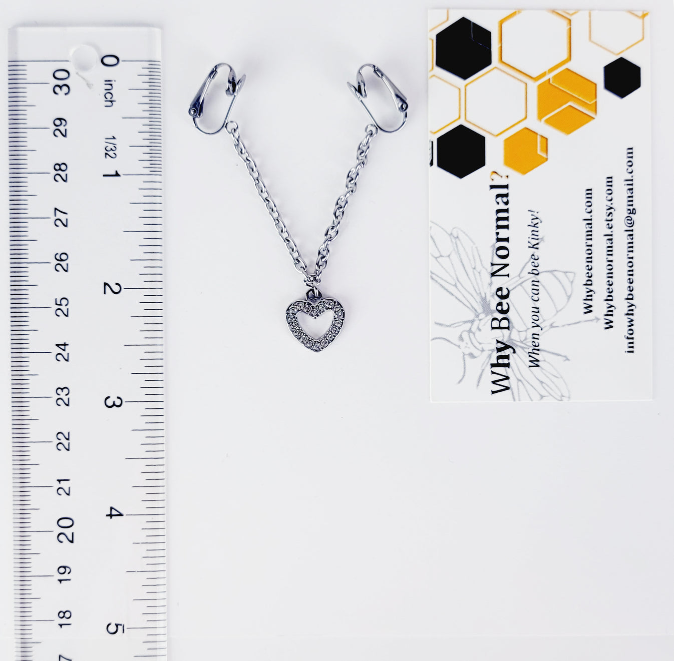 Labia Jewelry with Sparkling Heart. Stainless Steel Non Piercing Labia ...