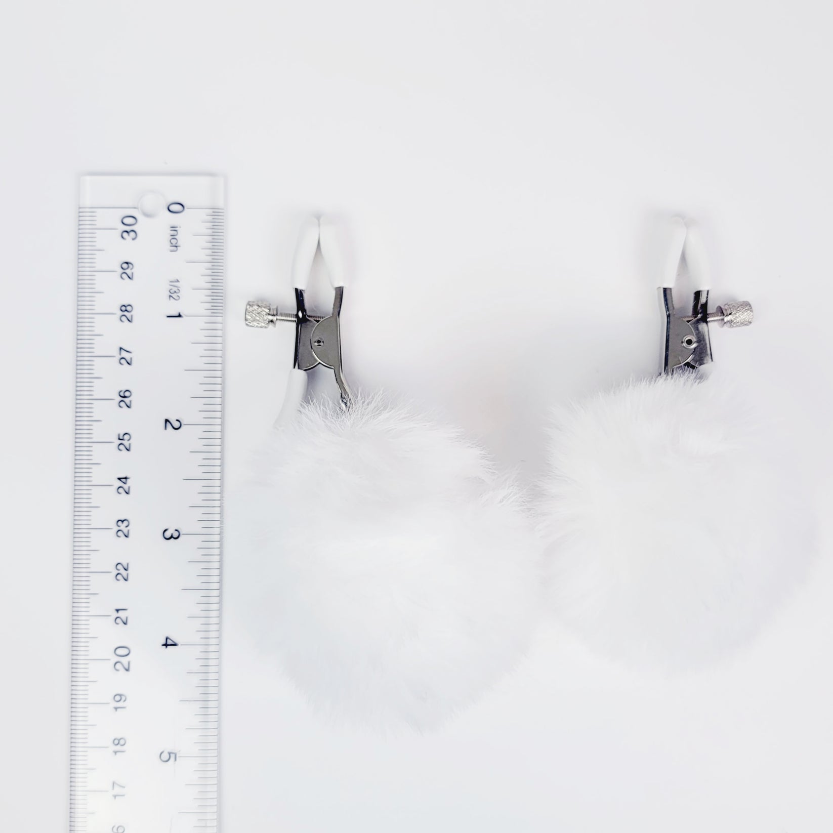 Adjustable Clamps with Soft Puff Balls in Red, Purple, White or Pink ...